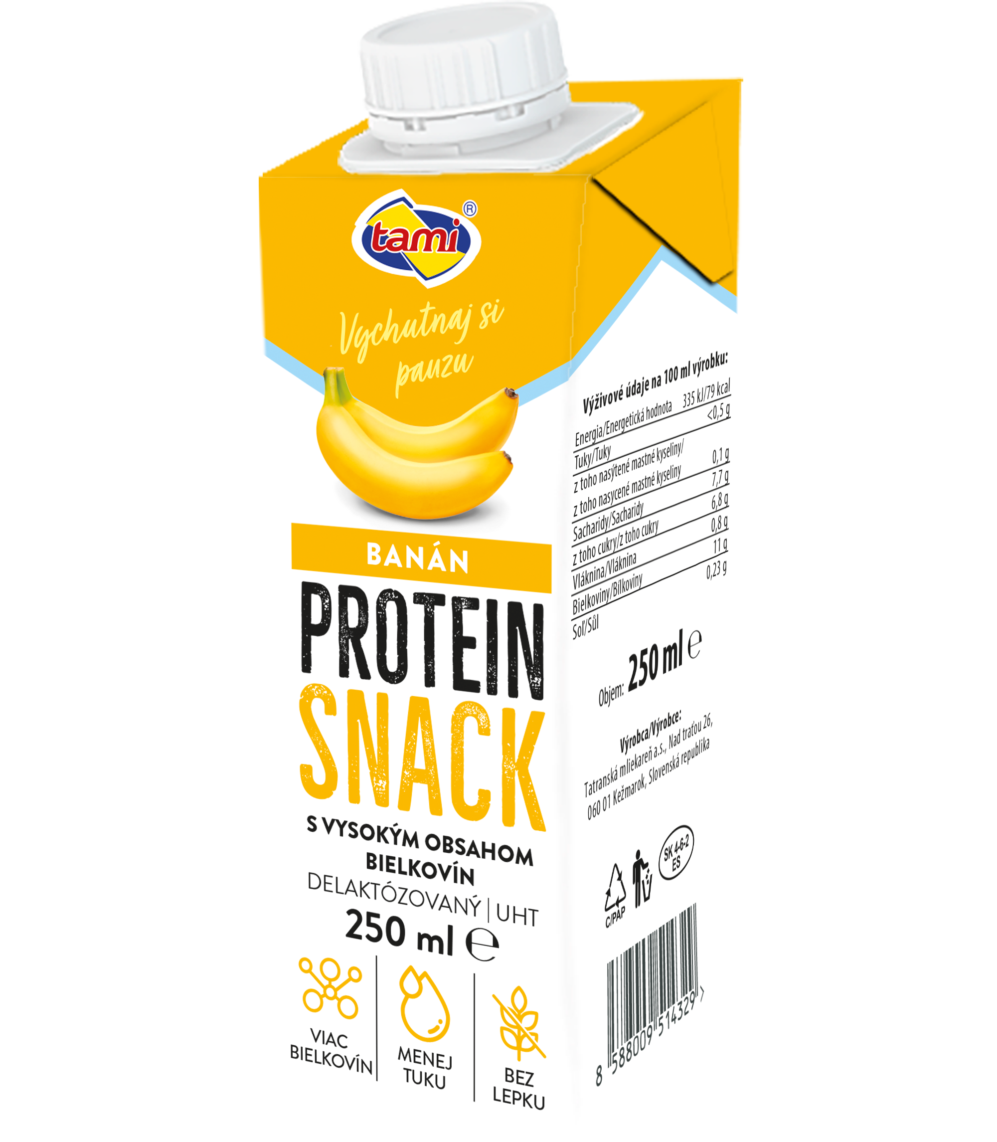 Protein snack banán 250 ml - Tami.sk